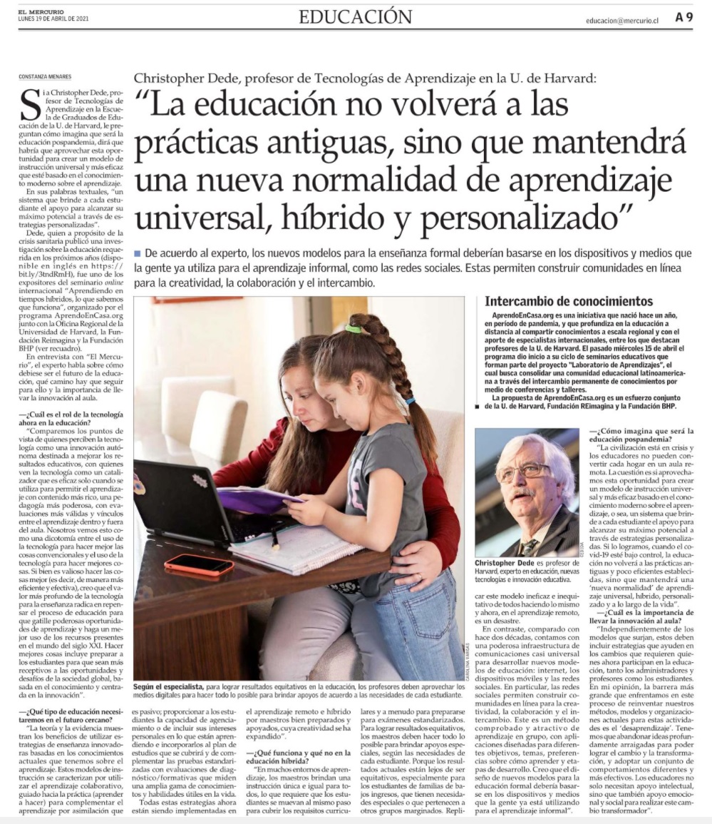 La educación no volverá a las prácticas antiguas, sino que mantendrá ...